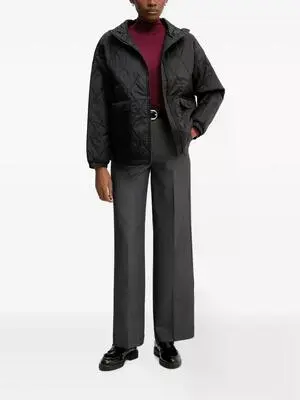 BENETTON Charcoal Melange Effect Wide Leg Trousers