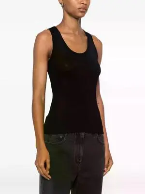 THE ROW Cendrea Ribbed Racerback Tank Top - Black