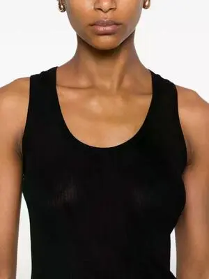 THE ROW Cendrea Ribbed Racerback Tank Top - Black