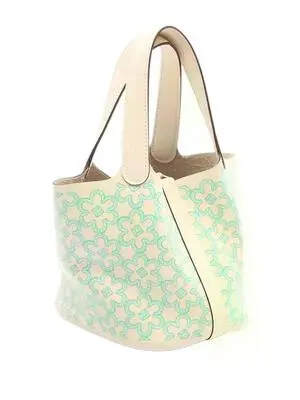Hermès 2022 Micro Swift Lucky Daisy Picotin Lock 14 Handbag - White