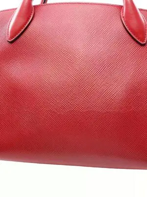 Prada Saffiano Cuir Monochrome Top Handle Tote Satchel - Red