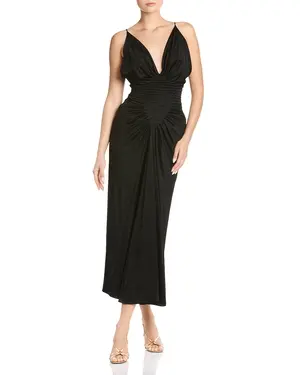 Versace Draped Plunging Neck Gown