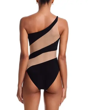 Norma Kamali Mesh One Shoulder Swimsuit
