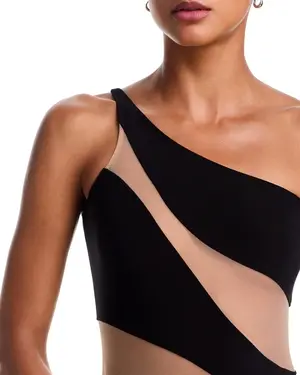 Norma Kamali Mesh One Shoulder Swimsuit