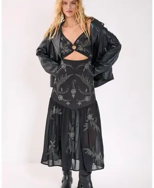 Nasty Gal Ring Cut Out Embellished Maxi Dress