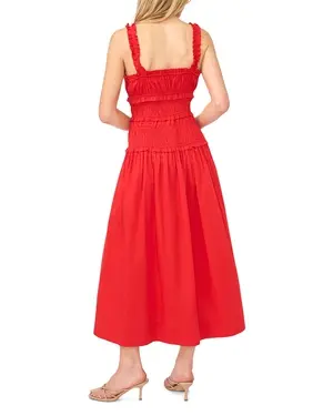 CECE DUPRAZ Strappy Smocked Midi Dress