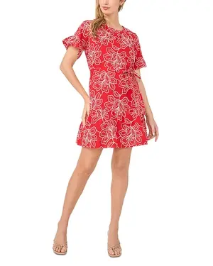 CECE DUPRAZ Eyelet Tie Waist Mini Dress