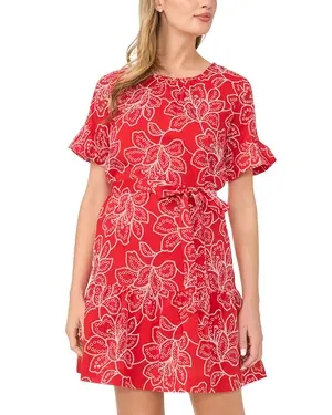 CECE DUPRAZ Eyelet Tie Waist Mini Dress