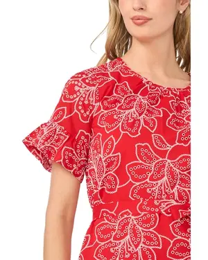 CECE DUPRAZ Eyelet Tie Waist Mini Dress