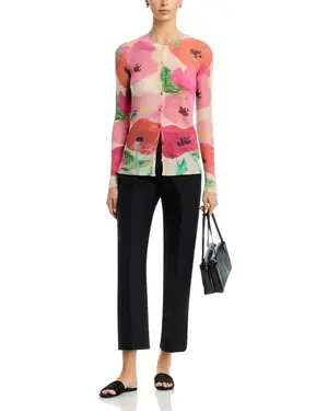 Lafayette 148 New York Printed Blossom Button Knit Cardigan