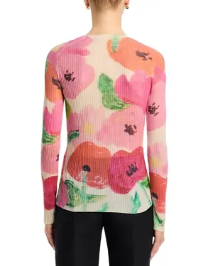 Lafayette 148 New York Printed Blossom Button Knit Cardigan