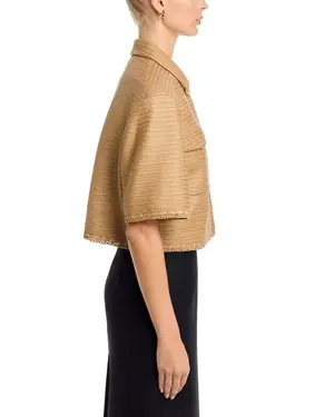 Lafayette 148 New York Cropped Shirt Jacket With Textured Weave