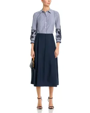 Carolina Herrera Ana Embroidered Sleeve Cotton Shirt