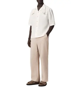 ALLSAINTS Avia Embroidered Swallows Linen Shirt - Ecru