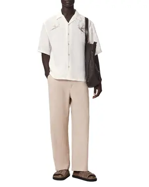 ALLSAINTS Avia Embroidered Swallows Linen Shirt - Ecru