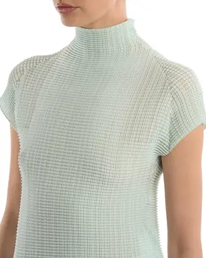Issey Miyake Pleated High Neck Top