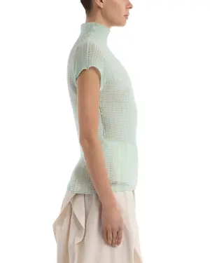 Issey Miyake Pleated High Neck Top
