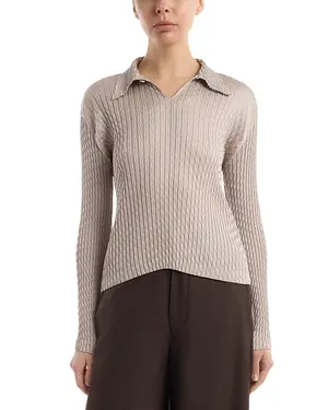 Issey Miyake Sleek Pleats Top - Light Beige
