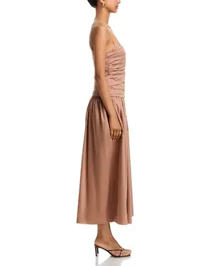 Tove Amina Cotton Ruched Bodice Midi Dress