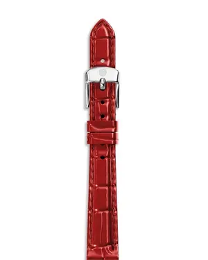 Michele Croco Embossed Leather Watch Strap - Ruby