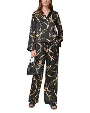 Donna Karan New York Printed Long Sleeve Button Up Top