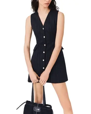 Maje Sleeveless Tailored Lurex Dress - Navy