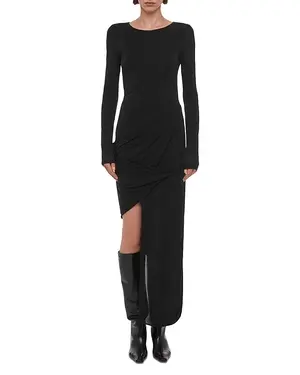Helmut Lang Draped Long Sleeve Dress - Black