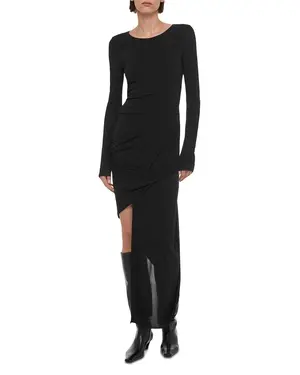 Helmut Lang Draped Long Sleeve Dress