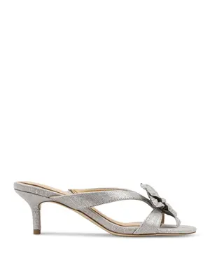 DONALD PLINER Paloma Mid Heel Slides - Silver