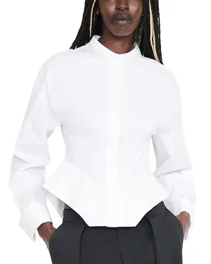 Staud Rhys Flared Hem Blouse - White