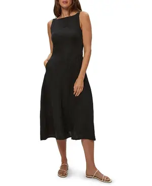 Michael Stars Palmira Linen Midi Dress - Black