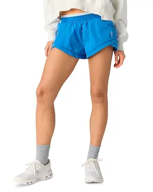 Free People Lightweight Nylon Athletic Shorts - Light Cobalt