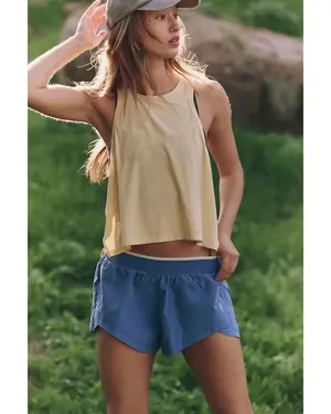 Free People Lightweight Nylon Athletic Shorts - Light Cobalt