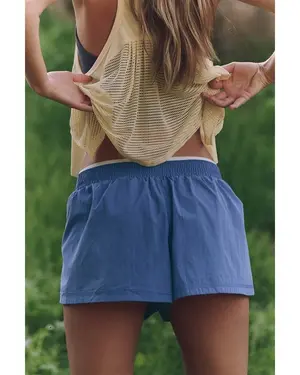 Free People Lightweight Nylon Athletic Shorts - Light Cobalt