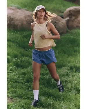 Free People Lightweight Nylon Athletic Shorts - Light Cobalt