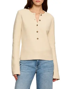 Sanctuary Striped Henley Sweater - Bone