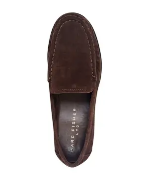 MARC FISHER LTD. Mazle Leather Loafers - Dark Brown