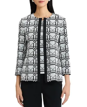 Ming Wang Monochrome Geometric Knit Jacket