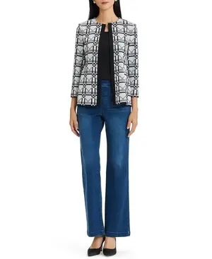 Ming Wang Monochrome Geometric Knit Jacket