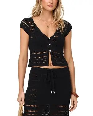 L*Space Cropped Crochet Knit Top - Black