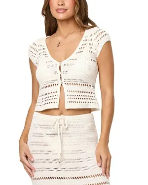 L*Space Cropped Crochet Knit Top - Cream