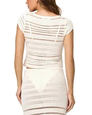 L*Space Cropped Crochet Knit Top - Cream
