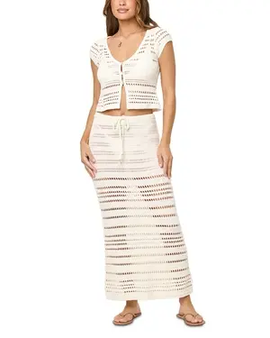 L*Space Cropped Crochet Knit Top - Cream