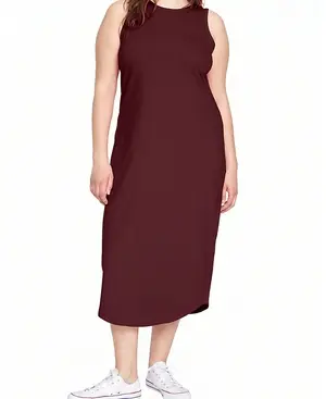 Universal Standard Sleeveless High Neck Tank Dress - Black Cherry