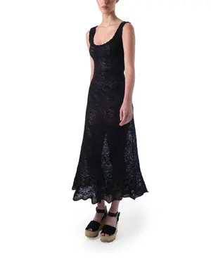 PARKER ZINN Vaughn Pointelle Dress - Black