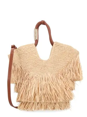 Zimmermann Borsa Tote "goldentime" Small Con Frange - Beige