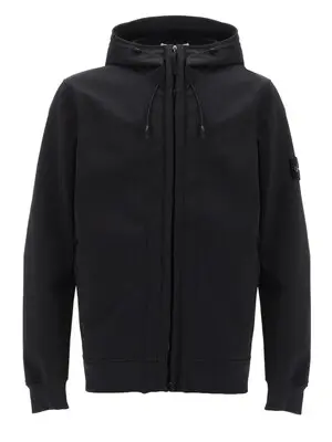 Stone Island Giacca "biker" Con Cappuccio E Zip - Black