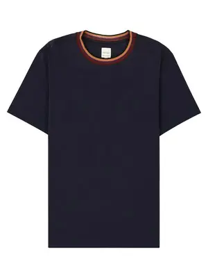 Paul Smith T-shirt Con Collo Stripes Logo - Blue
