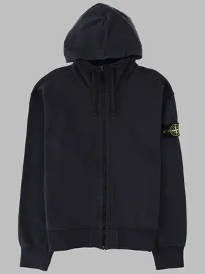 Stone Island Zip Up Hoodie With Logo Patch