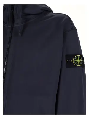 Stone Island Zip Up Hoodie With Logo Patch